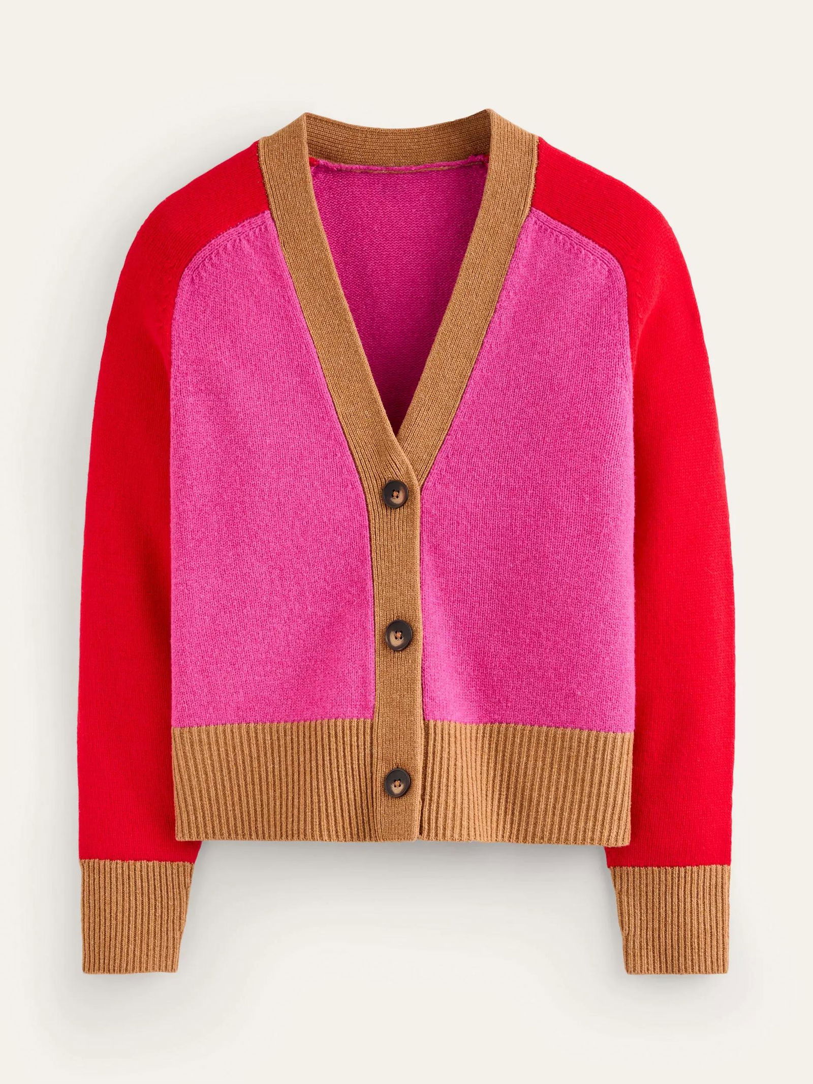 BODEN Olivia Merino Wool Cardigan in Pink/Multi | endource