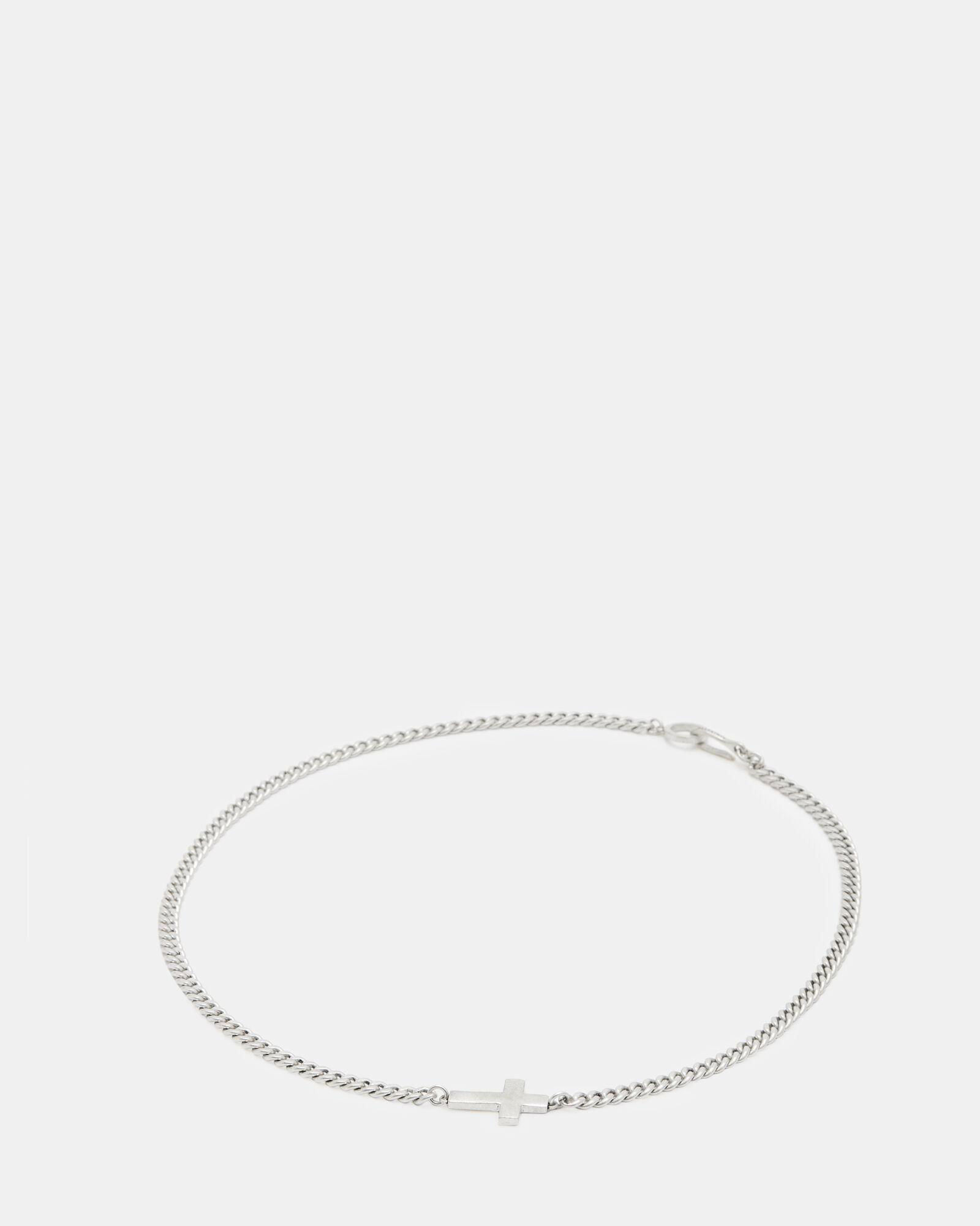 ALLSAINTS Cross Sterling Silver Curb Chain Necklace in Warm Silver ...