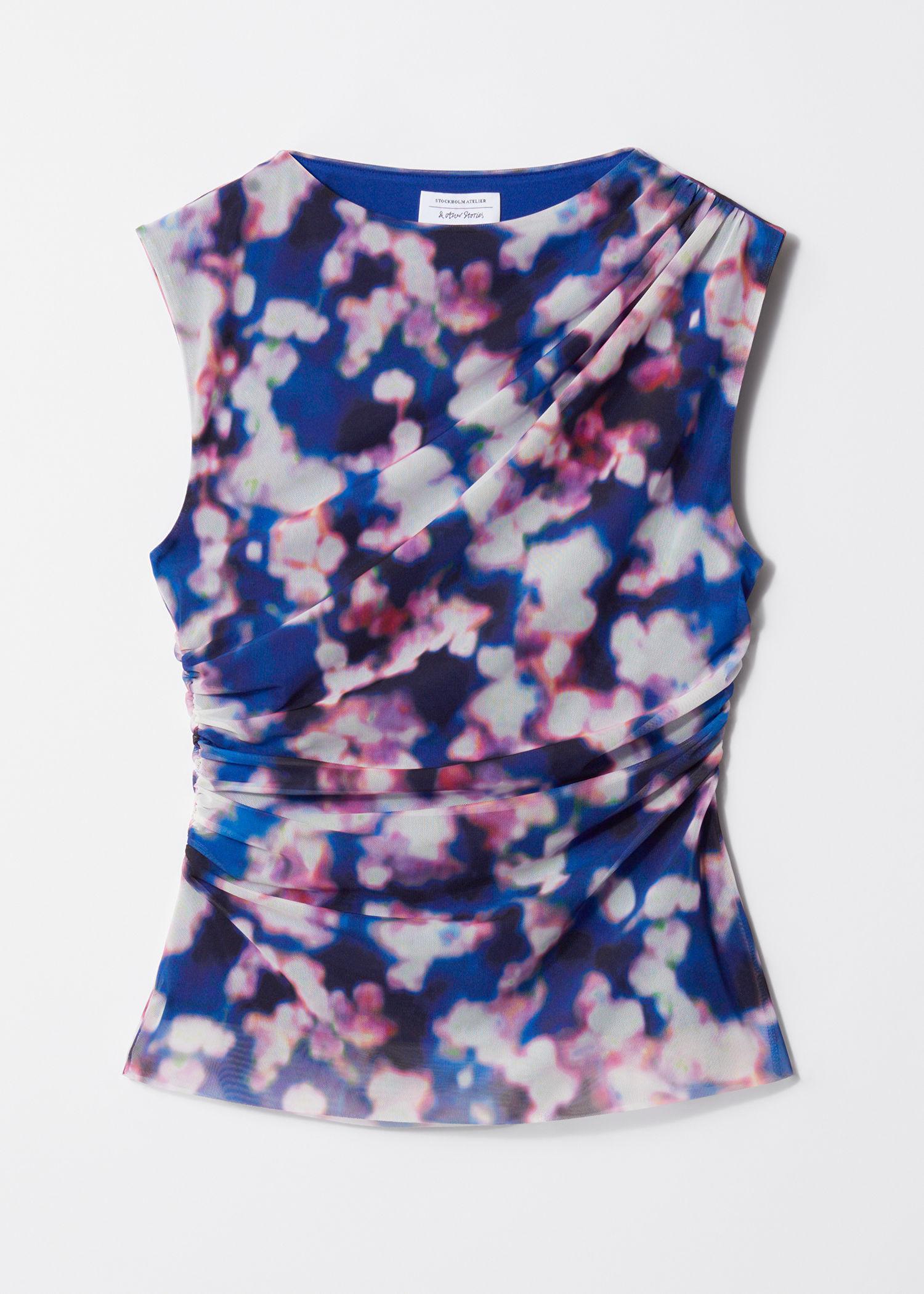 & OTHER STORIES Draped Printed Top in Blue pattern | endource