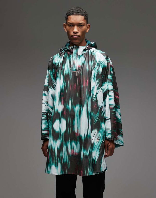 RAINS Waterproof Longline Patterned Cape Jacket | endource