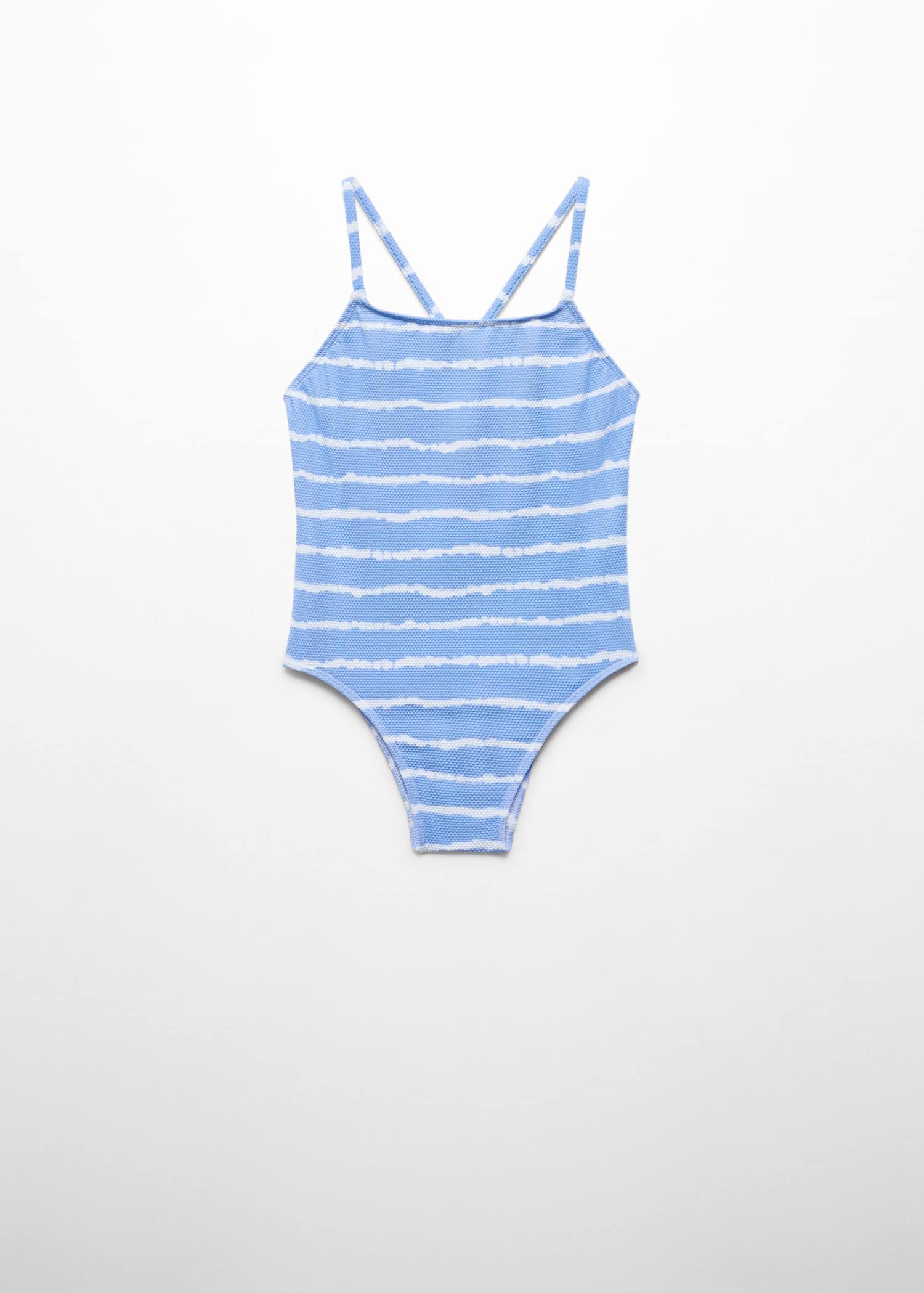 MANGO Textured Printed Swimsuit in Blue | Endource