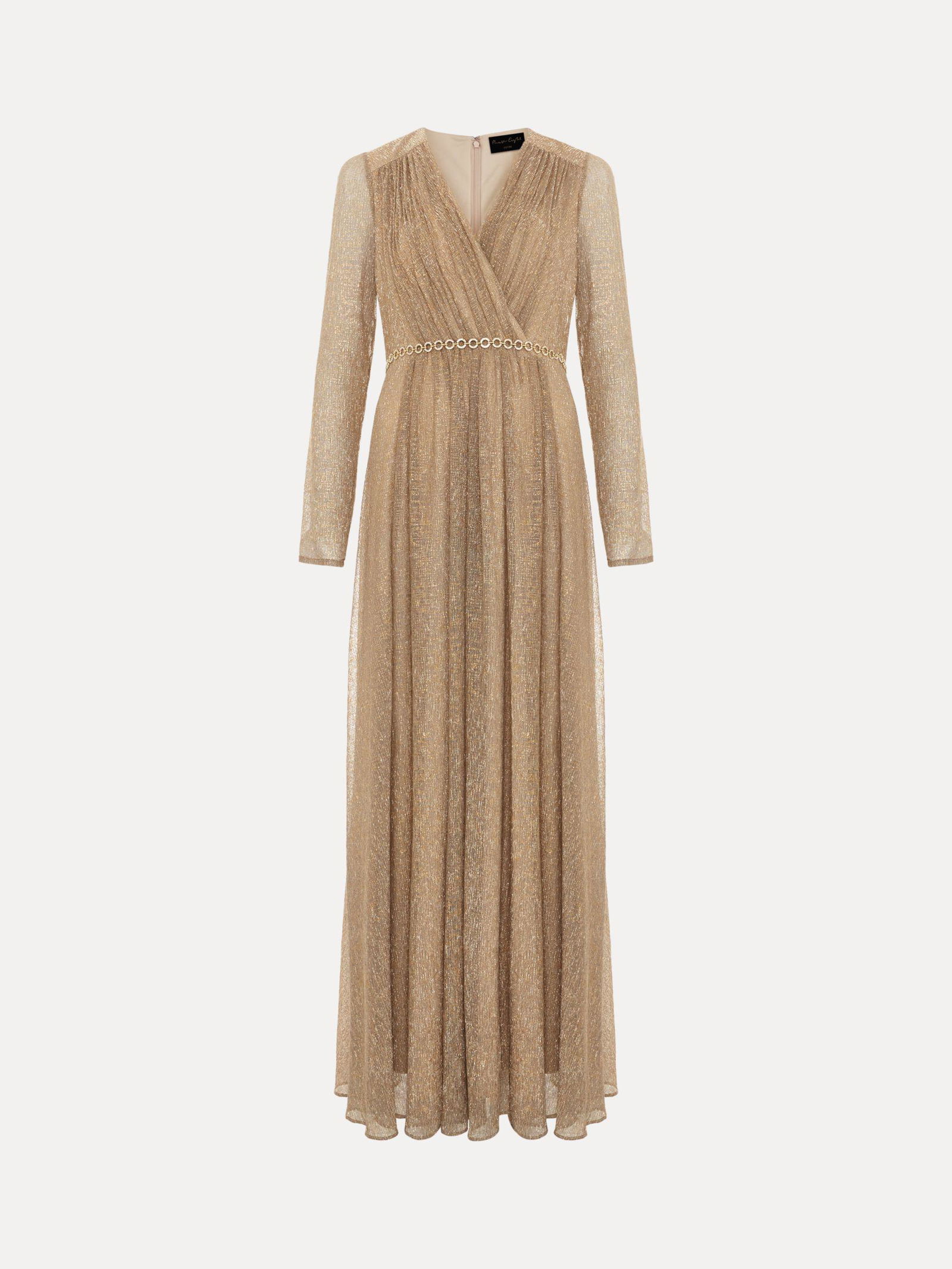 PHASE EIGHT Petite Masie Pleated Maxi Dress in Gold | endource