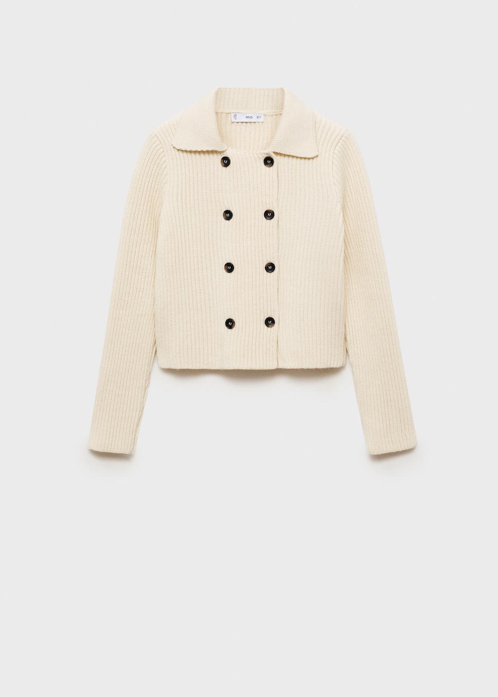 MANGO Ribbed Jacket With Buttons in Ecru | endource