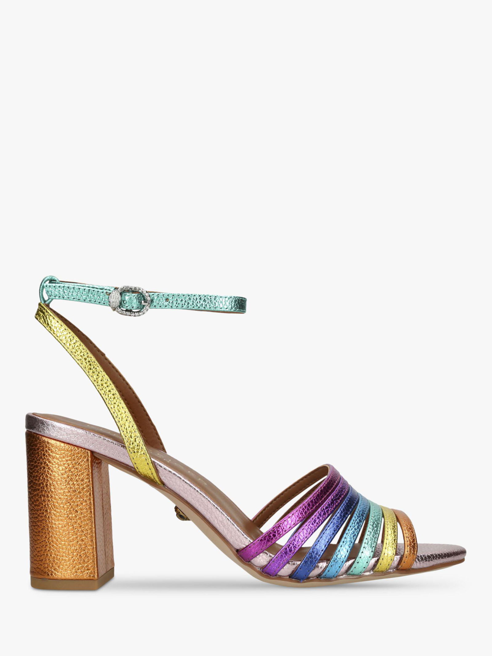 KURT GEIGER LONDON Pierra Leather Block Heel Sandals in Multi | Endource