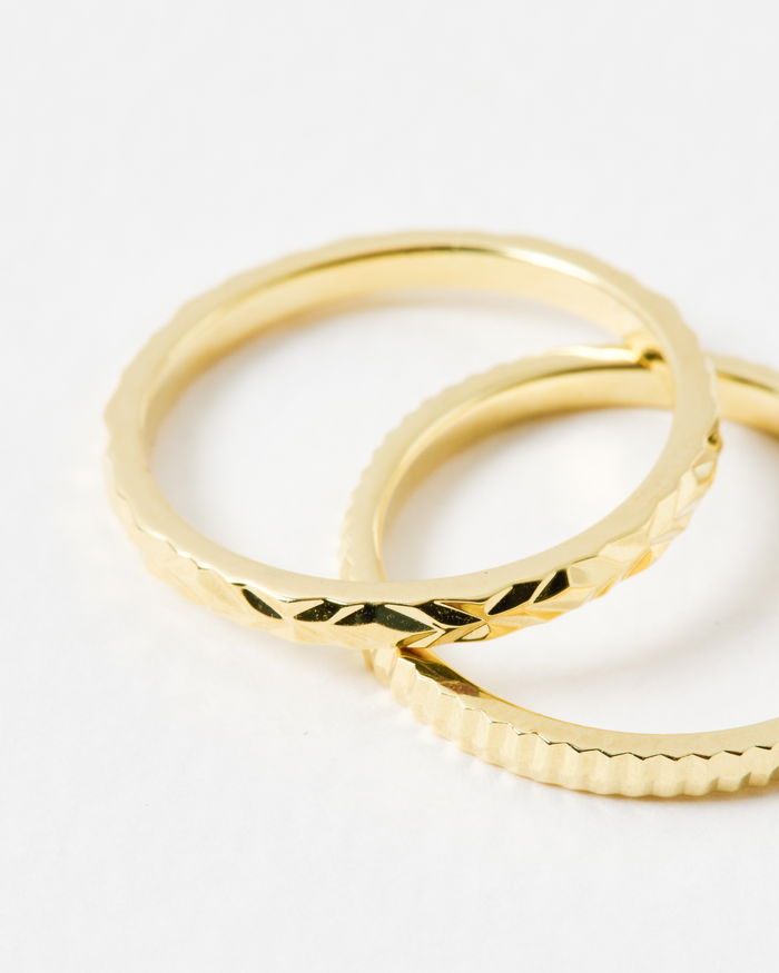 OLIVER BONAS Anita Ridged Texture Gold Plated Stacking Rings Set Of Two ...