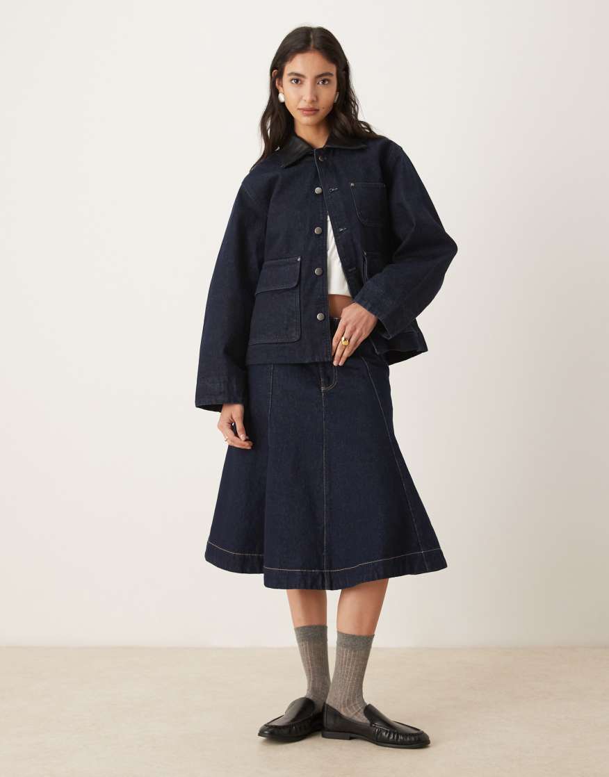 MANGO Celia 100% Cotton Denim Jacket In Indigo | endource