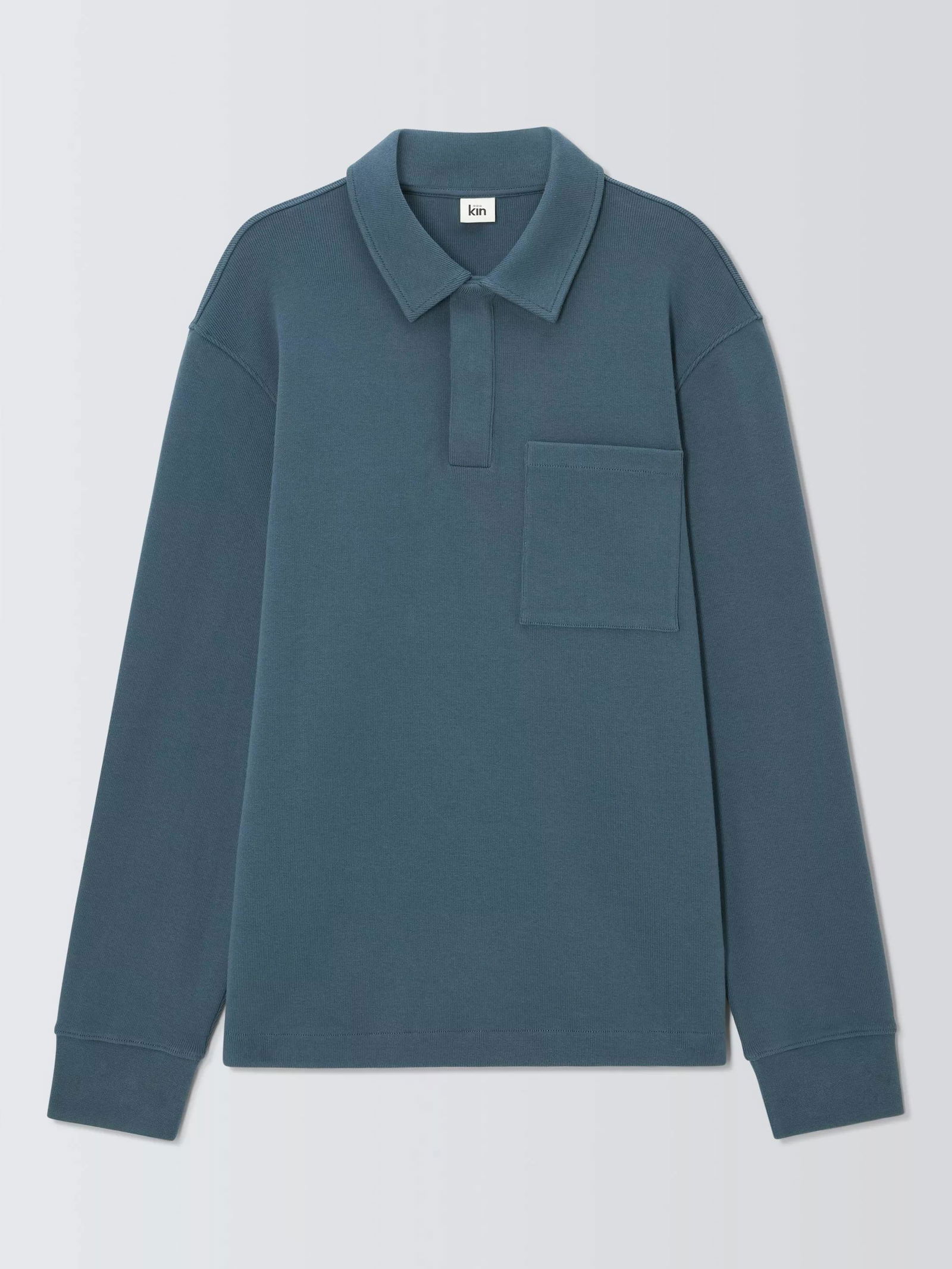 KIN Modern Collar Stretch Cotton Knit Jumper in Orion Blue | endource