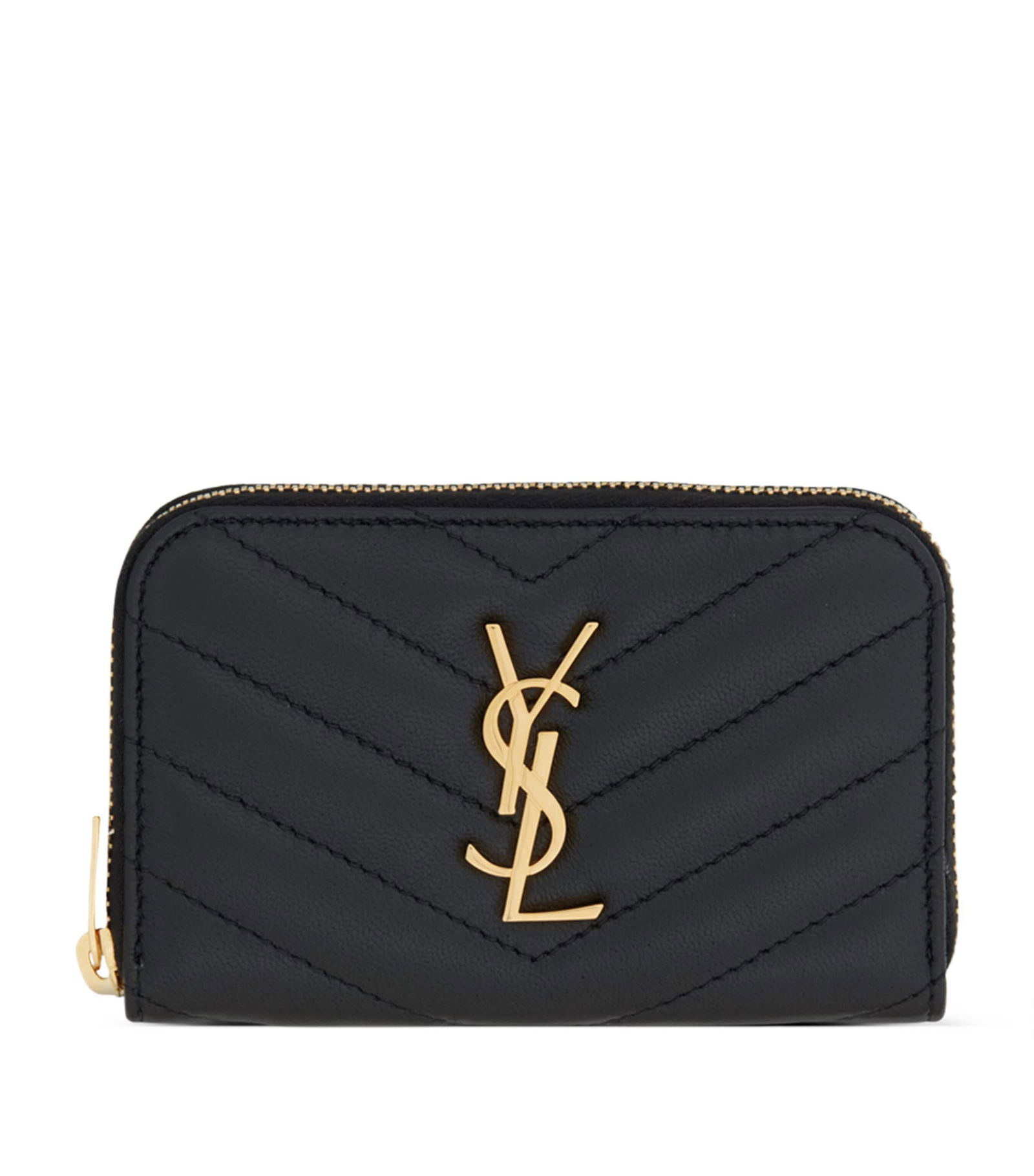SAINT LAURENT Cassandre Matelassé Zip-Around Wallet in Black | endource