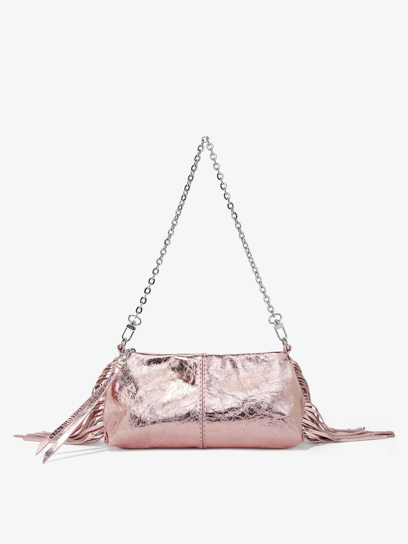MAJE Miss M Metallic-Leather Shoulder Bag in ROSES | Endource