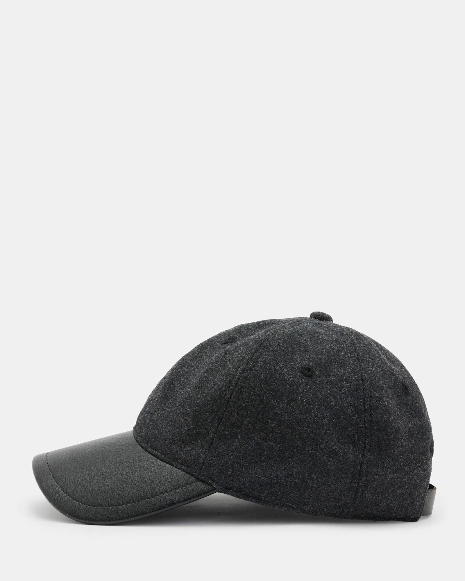 ALLSAINTS State Wool Leather Logo Baseball Cap in Grey | endource