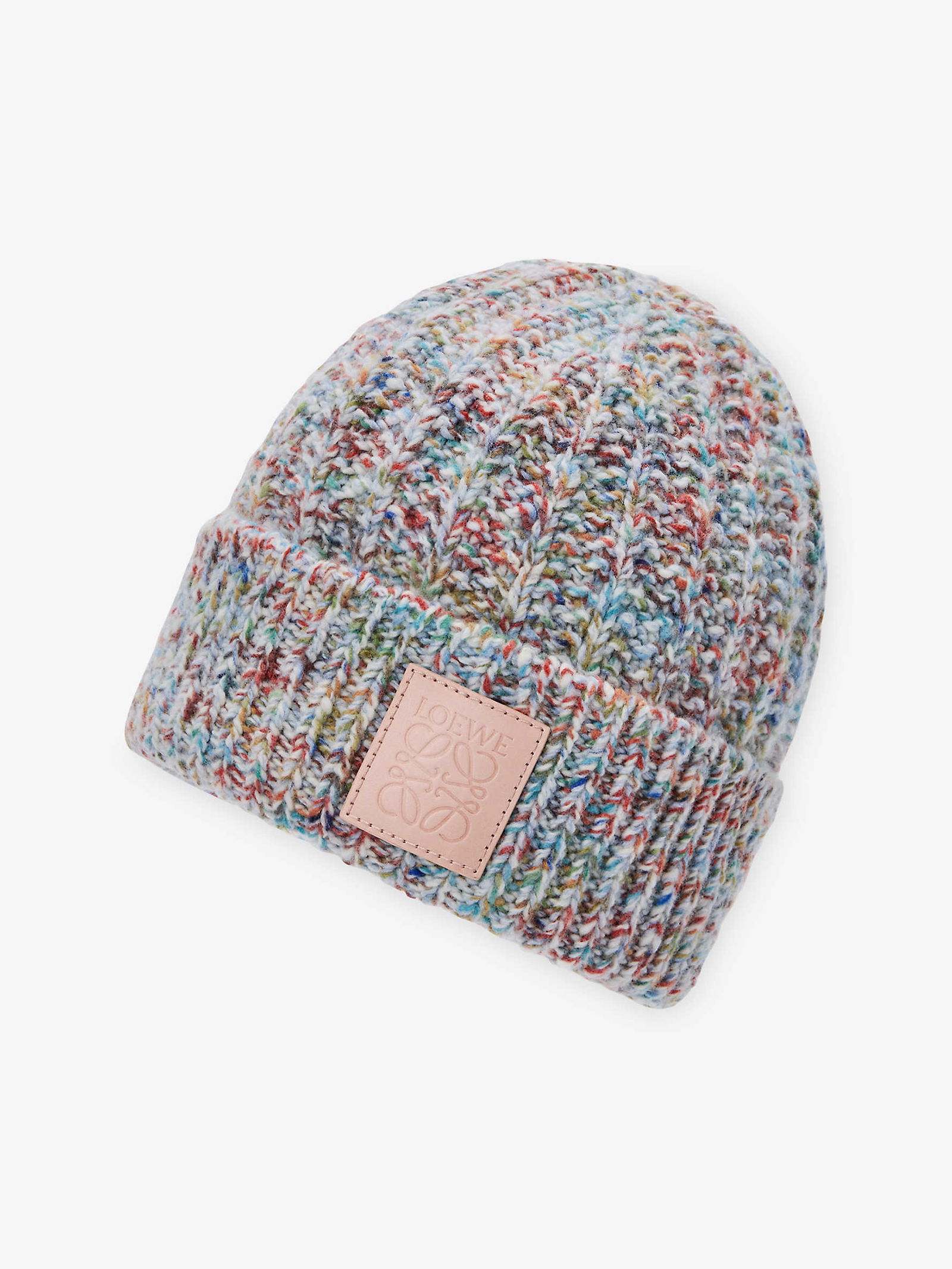 LOEWE Logo-Patch Wool-Cashmere Blend Beanie | endource
