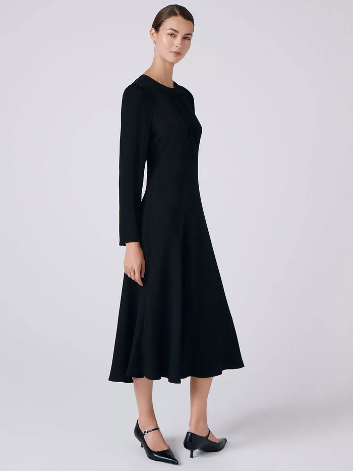 GHOST Cora Round Neck Flared Midi Dress | endource