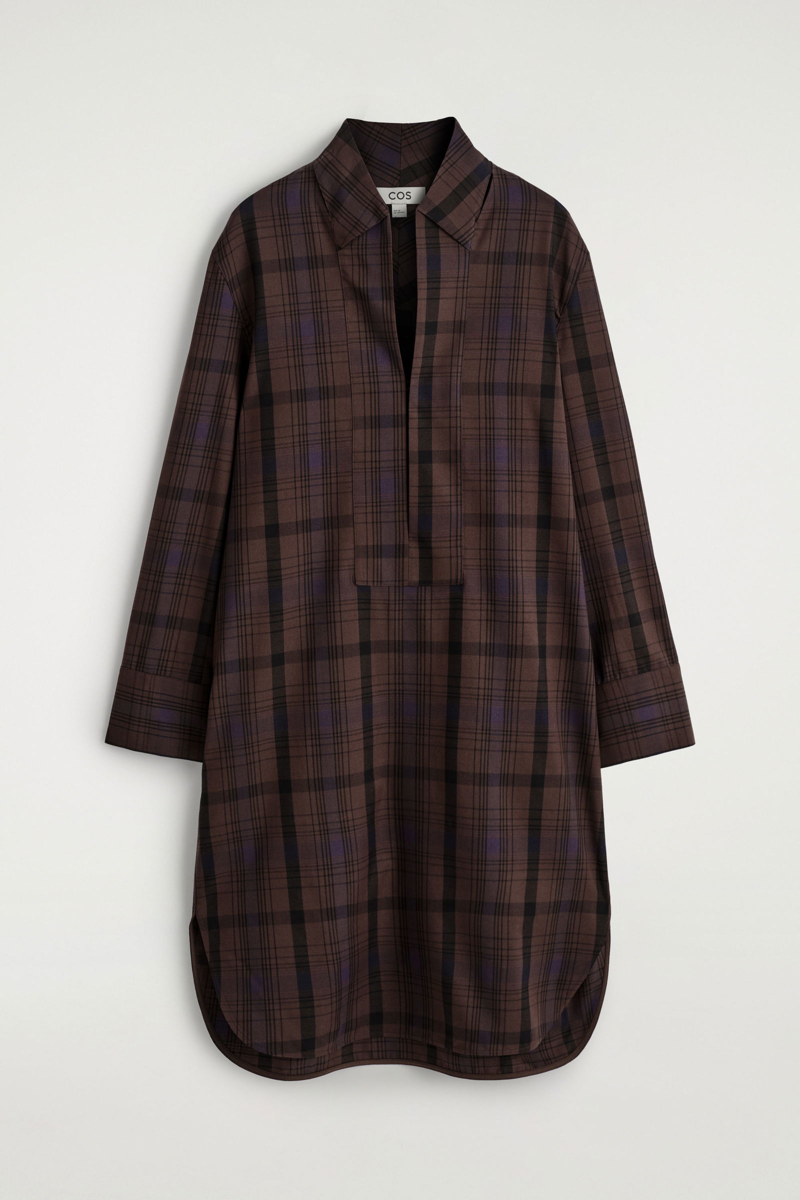 COS Checked Wool-Blend Shirt Dress | endource