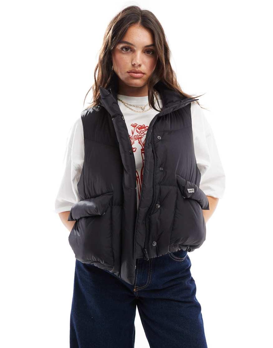 LEVI'S Western Bubble Down Puffer Gilet in black | endource