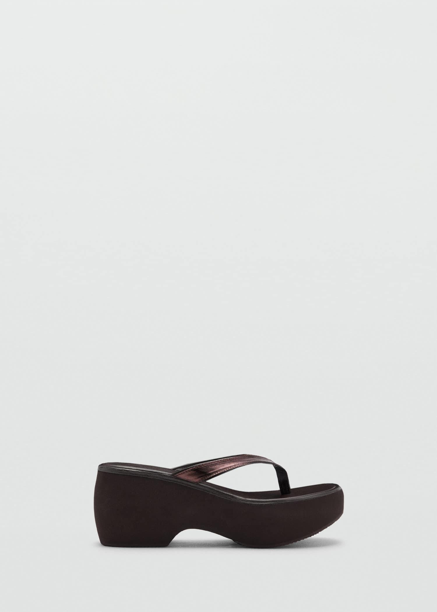 MANGO Platform Leather Sandals in Chocolate | Endource