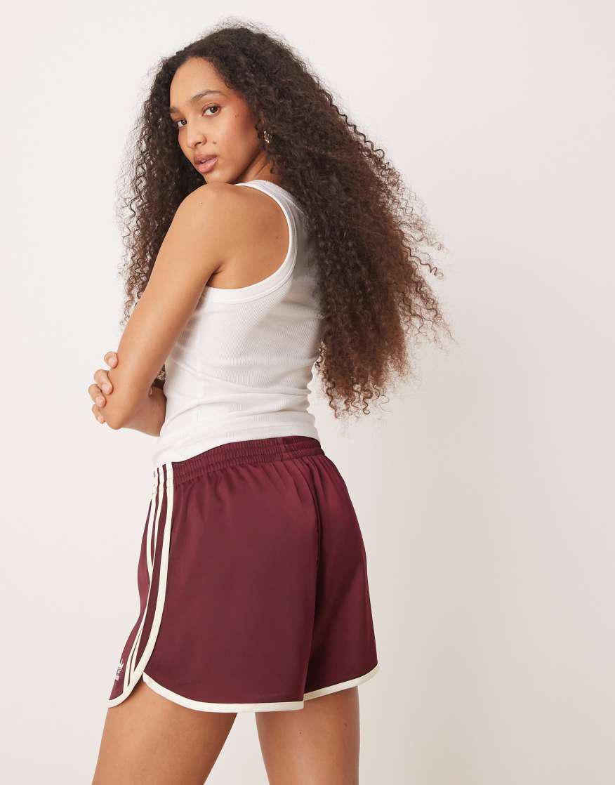 ADIDAS ORIGINALS Three Stripe Sprinter Shorts In Maroon | endource