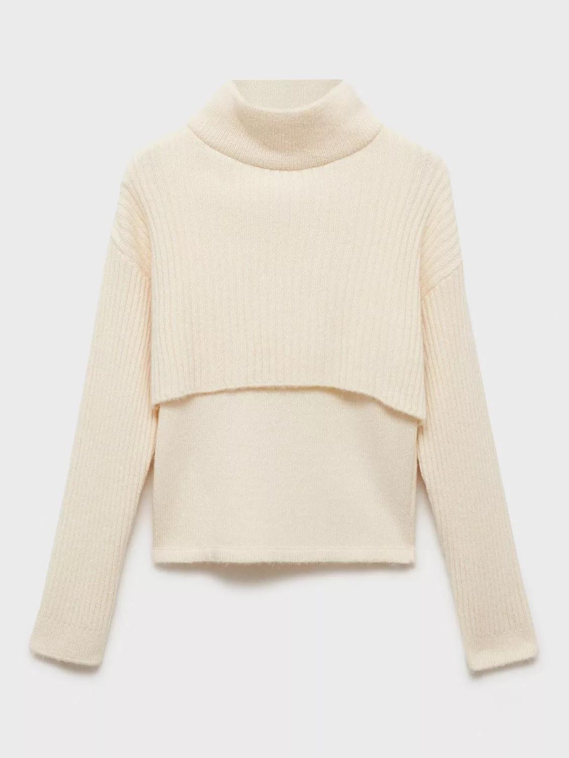 MANGO Maxim Layered Jumper in Light Beige | endource