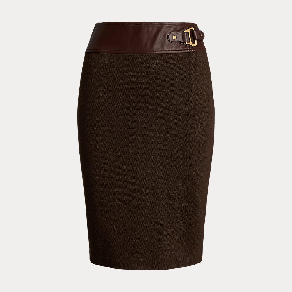 LAUREN RALPH LAUREN Buckle-Trim Herringbone Pencil Skirt in Multi | endource