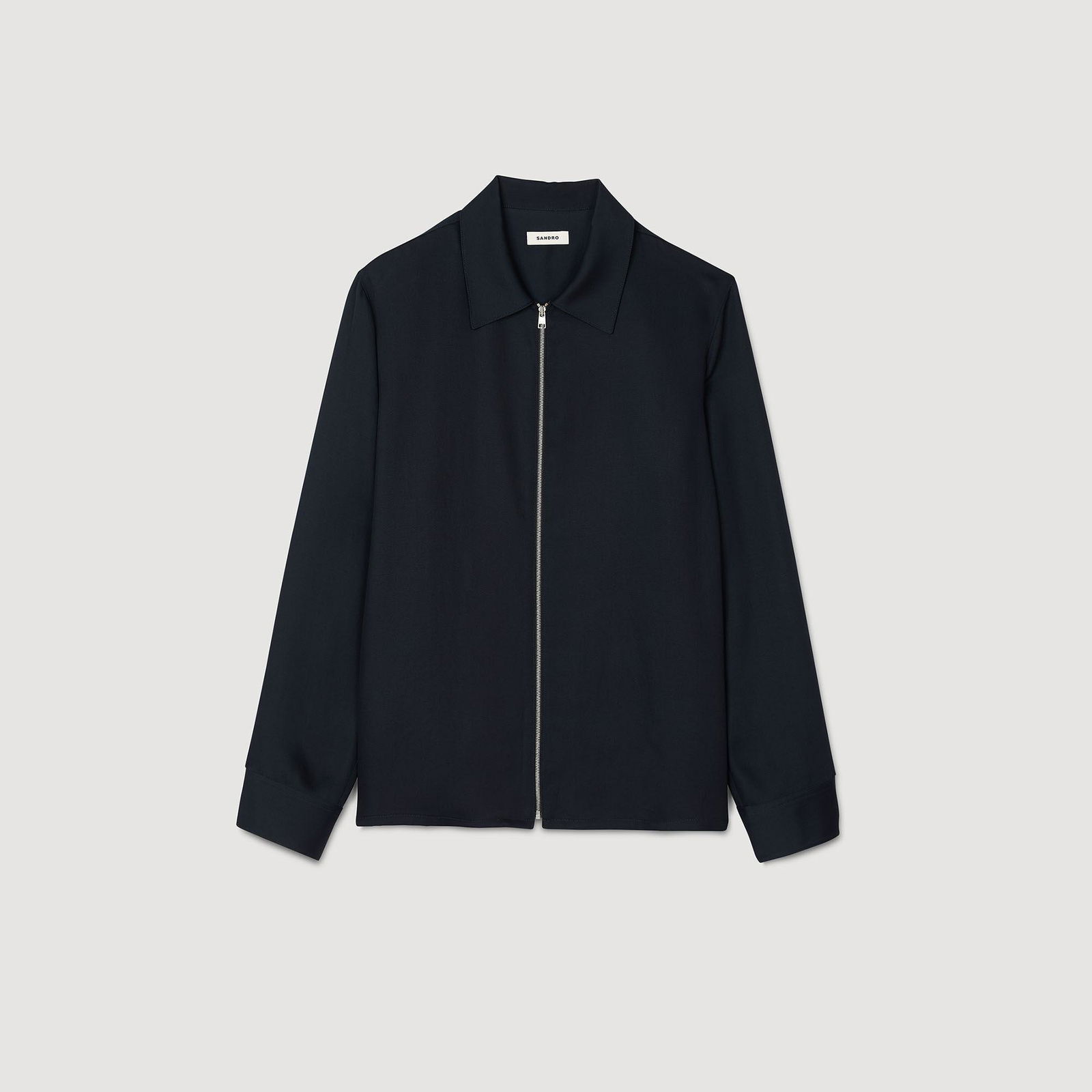 SANDRO Zip-Up Shirt in Midnight Blue | endource