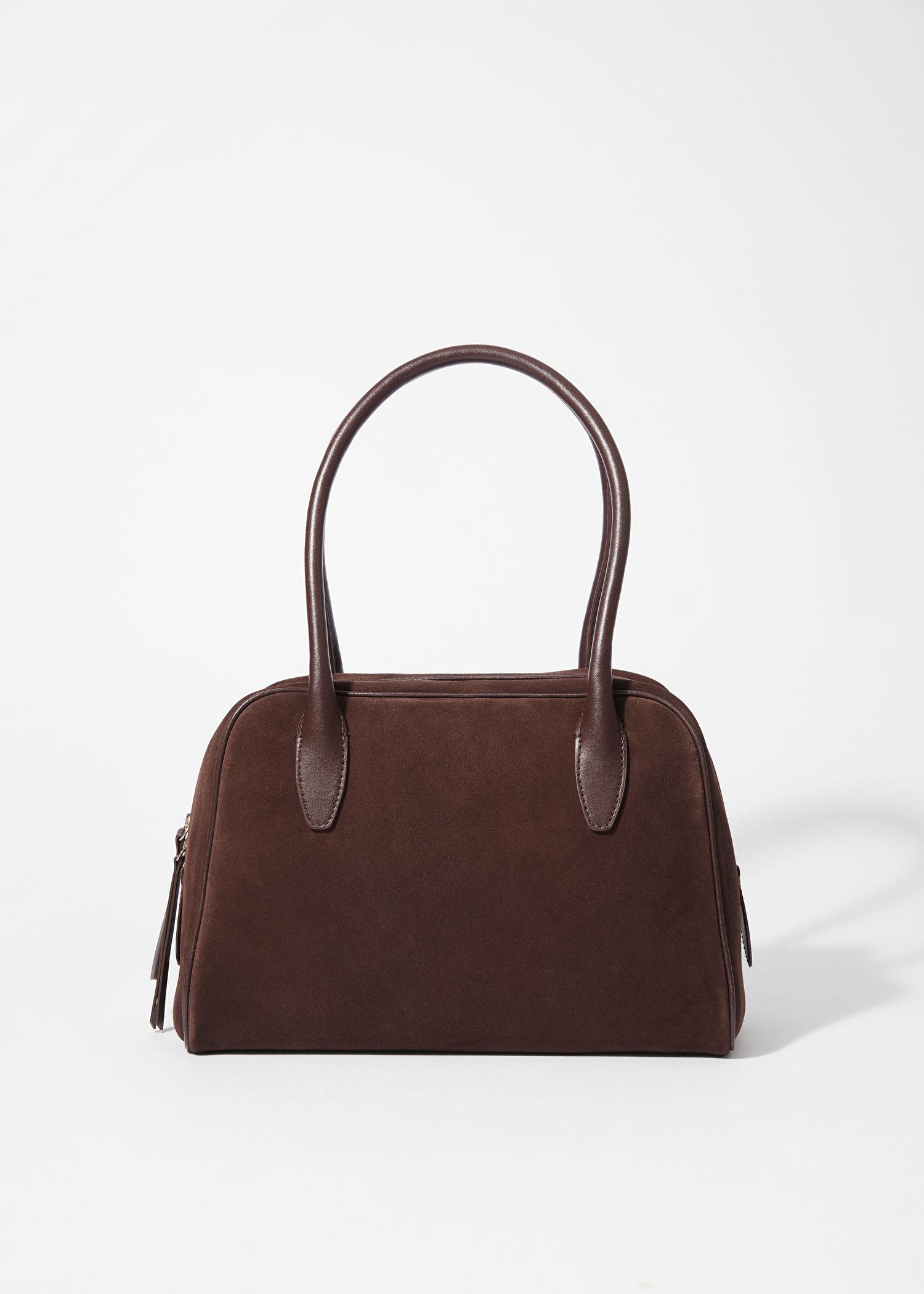& OTHER STORIES Suede Bowling Bag in Dark Brown | endource