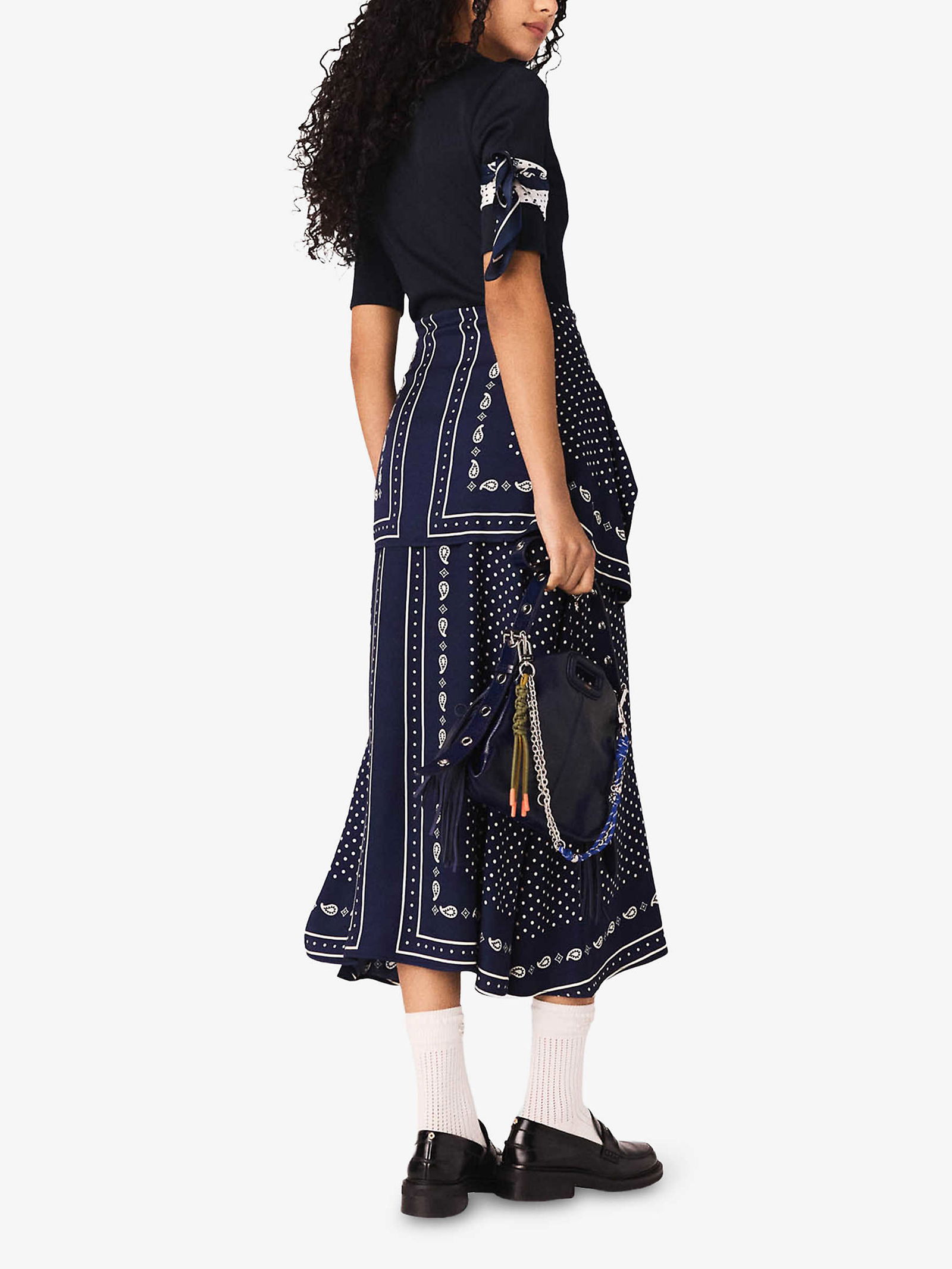 MAJE Polo-Collar Patterned Woven Midi Dress | endource