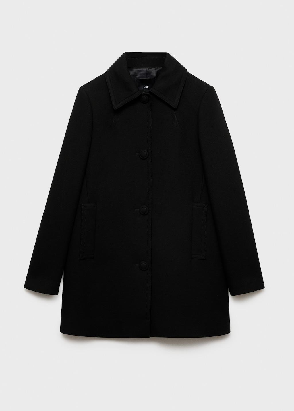MANGO Straight-Fit Coat With Buttons in Black | endource
