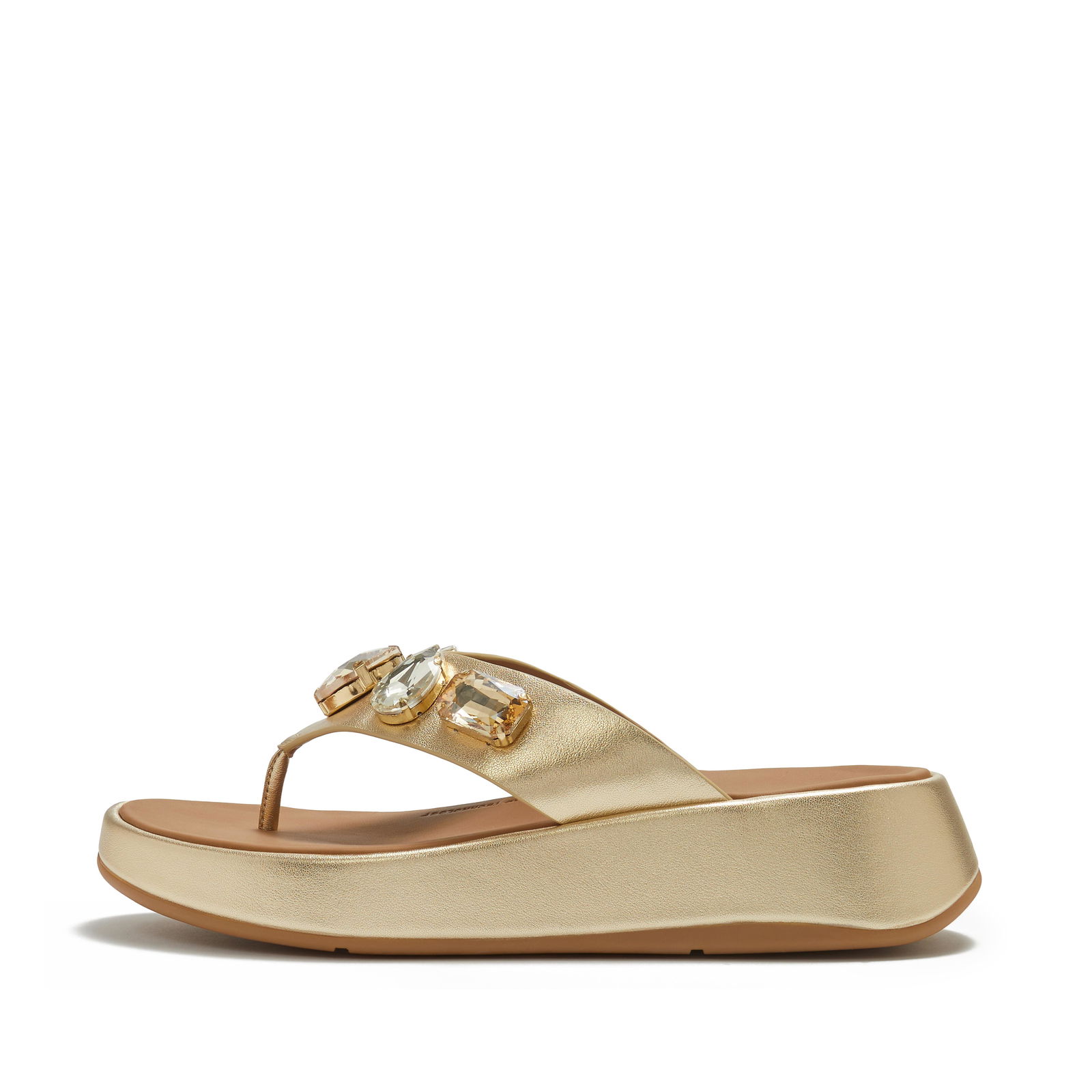 FitFlop F-MODE Ultra-Jewel Metallic-Leather Toe-Post Sandals | endource