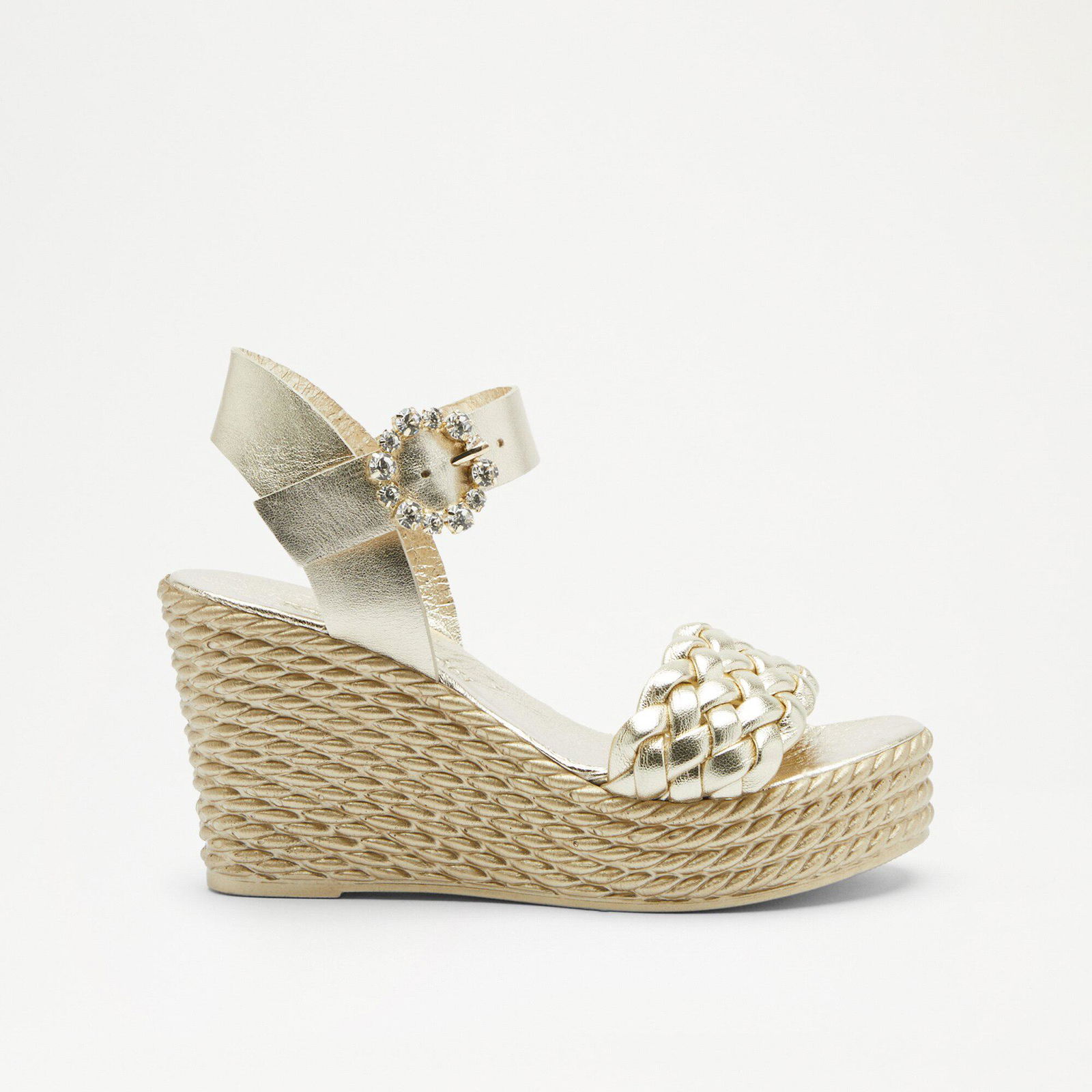 RUSSELL & BROMLEY Austin Gem Buckle Plait Two Part Wedge | endource