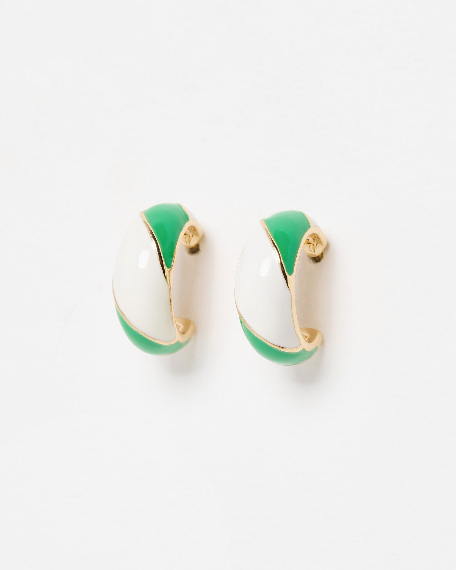 OLIVER BONAS Davina Green & White Striped Hoop Earrings | endource