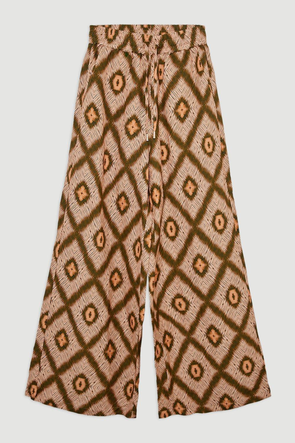 KAREN MILLEN Geo Linen Wide Leg Woven Trouser in Geo | Endource