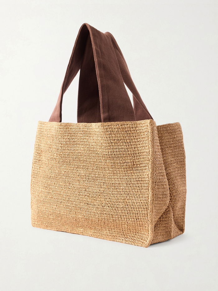 THE ROW Loretta Leather- And Webbing-trimmed Raffia Tote | endource
