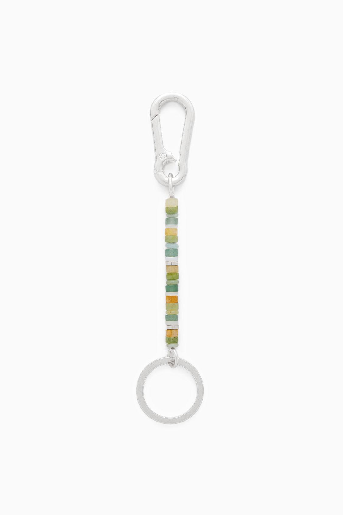 COS Semi-Precious Beaded Keyring in SILVER / GREEN / BLUE | Endource
