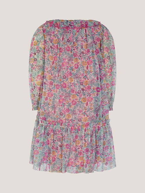 Monsoon Kids' Floral Scallop Collar Dress, Pink | endource