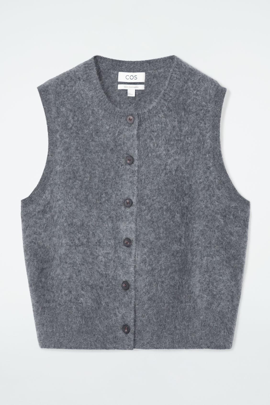 COS Pure Brushed-Cashmere Waistcoat in DARK GREY | endource