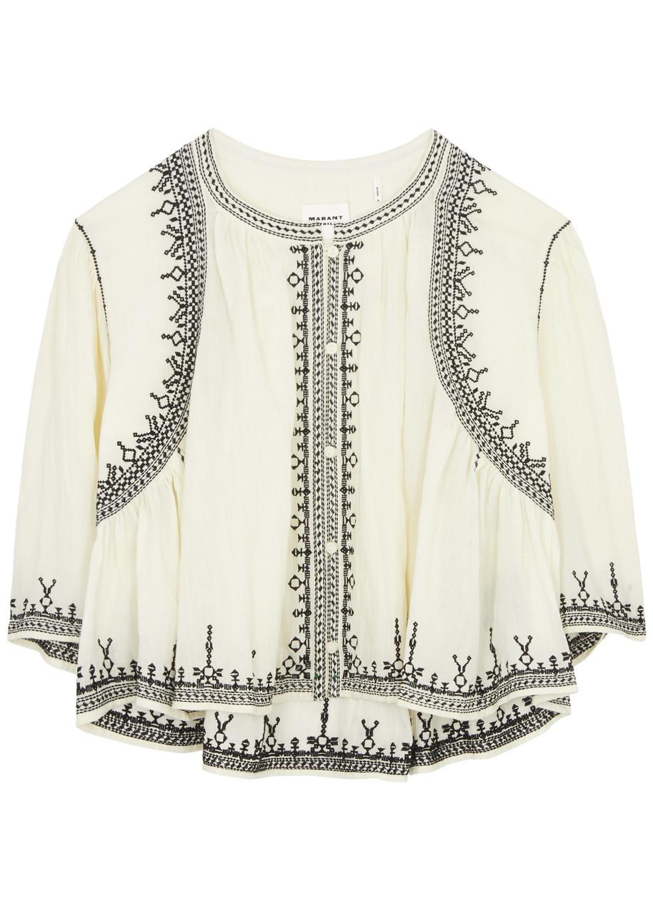 ISABEL MARANT ÉTOILE Perkins Embroidered Cotton Blouse | Endource