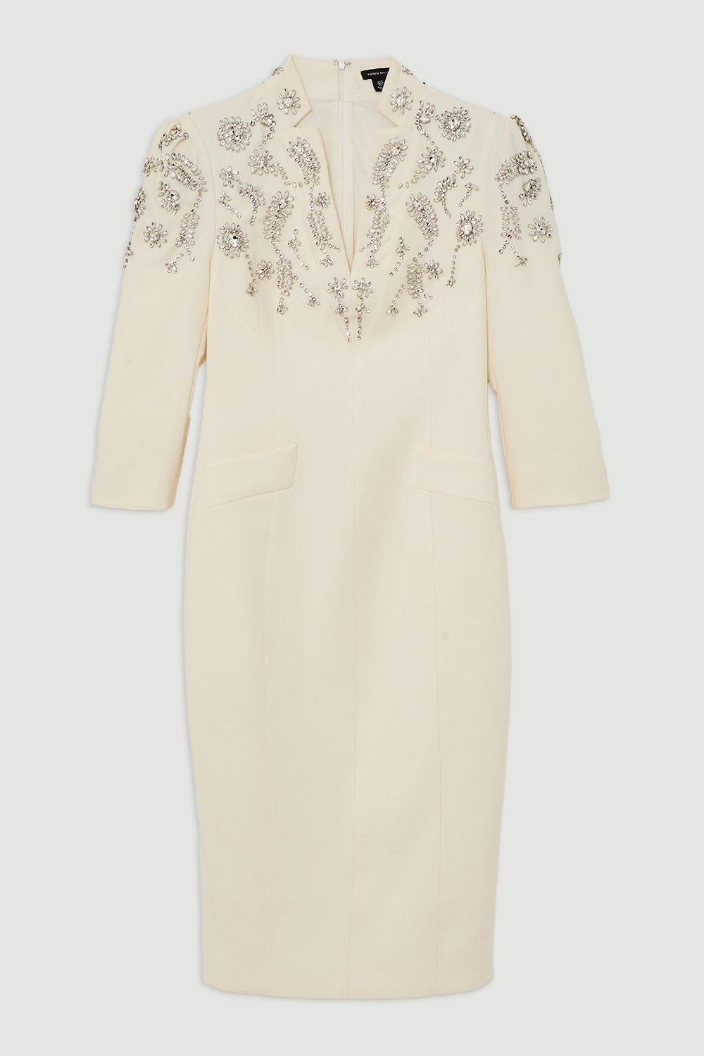 KAREN MILLEN Tall Crystal Embellished Compact Stretch Tailored Forever ...