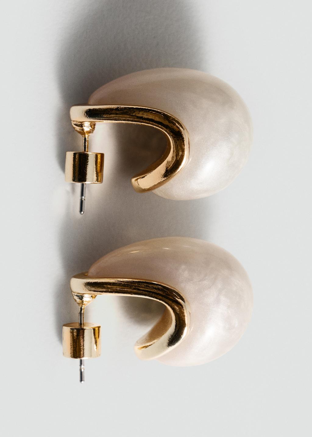 MANGO Resin Drop Earrings in Beige | endource