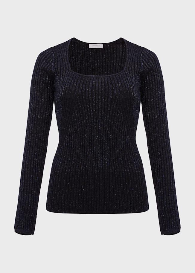 HOBBS Mariella Square Neck Jumper in Black | endource