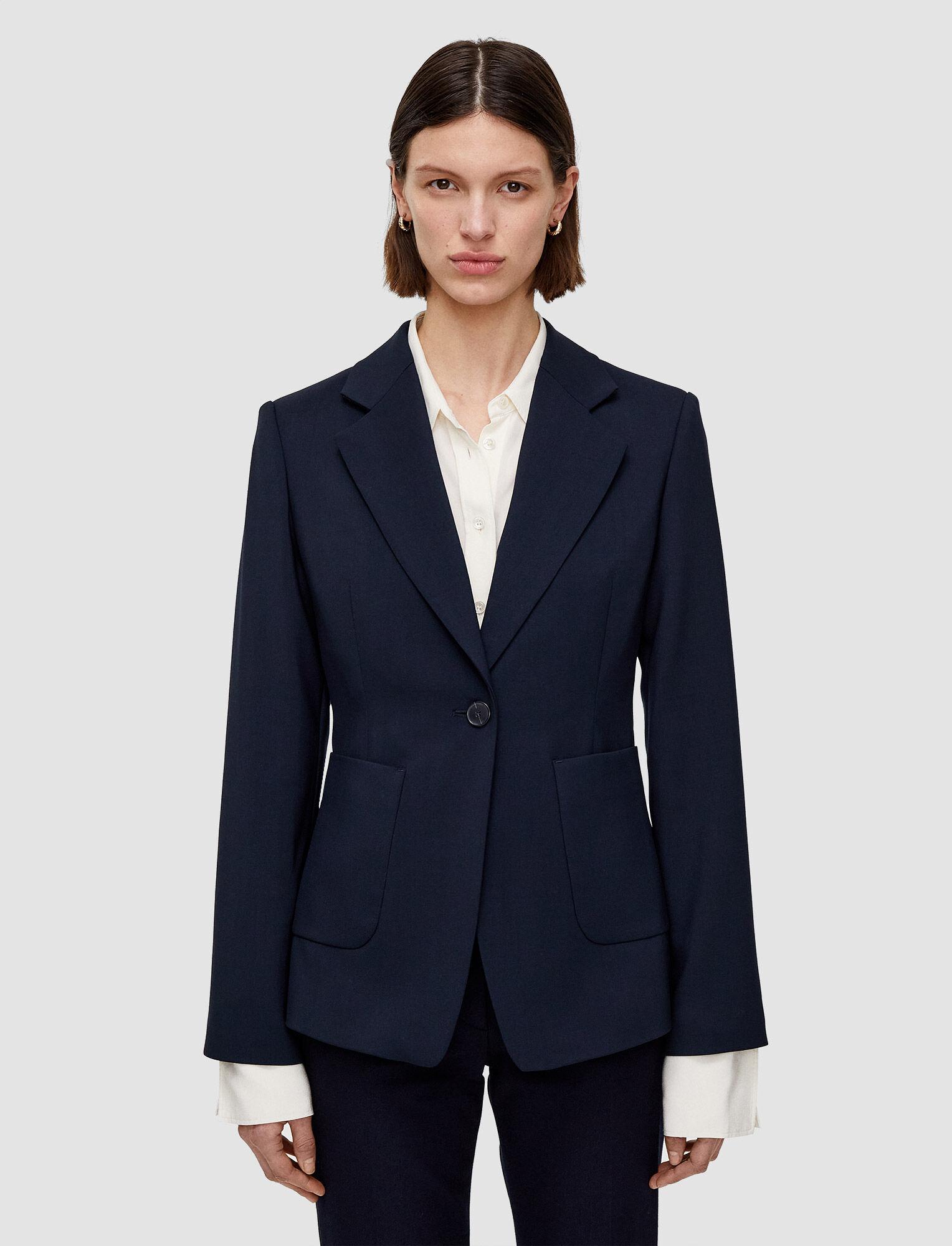 JOSEPH Tailoring Wool Stretch Glenview Jacket in Navy | endource