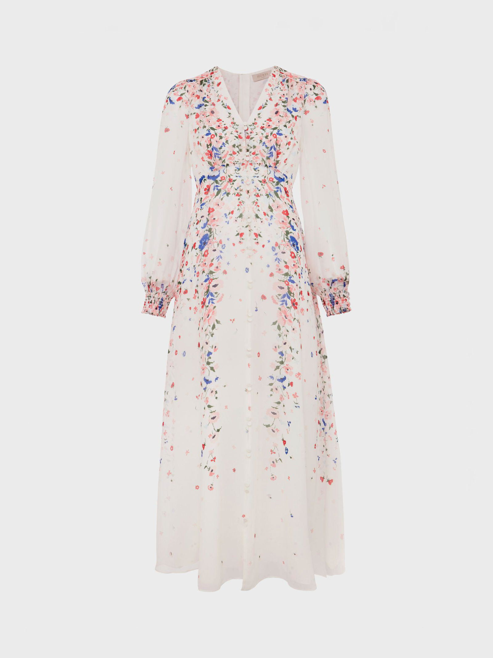 HOBBS Petite Asher Silk Maxi Dress in Ivory/Multi | endource