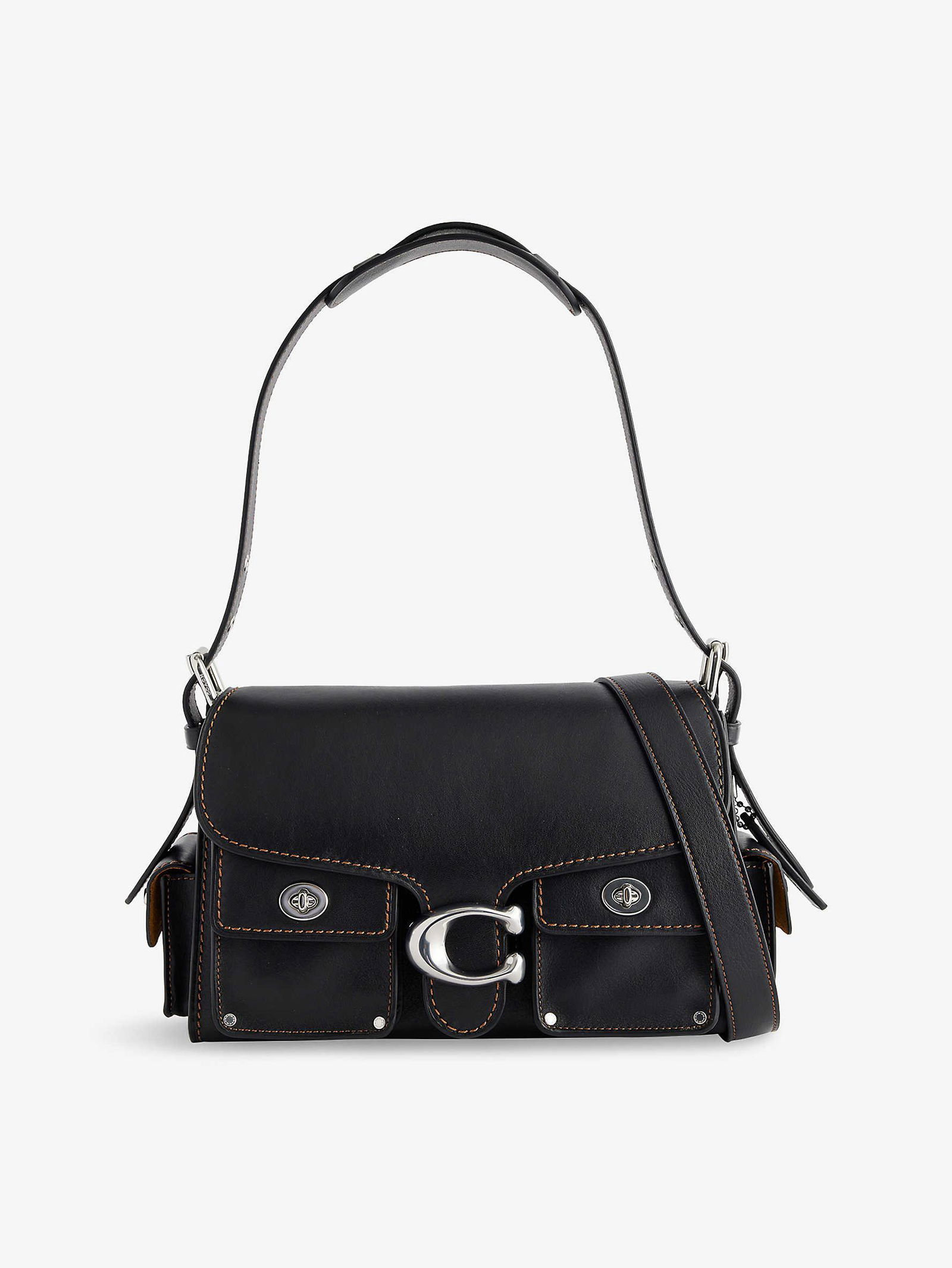 COACH Cargo Turnlock Tabby Leather Shoulder Bag in BLACK | endource