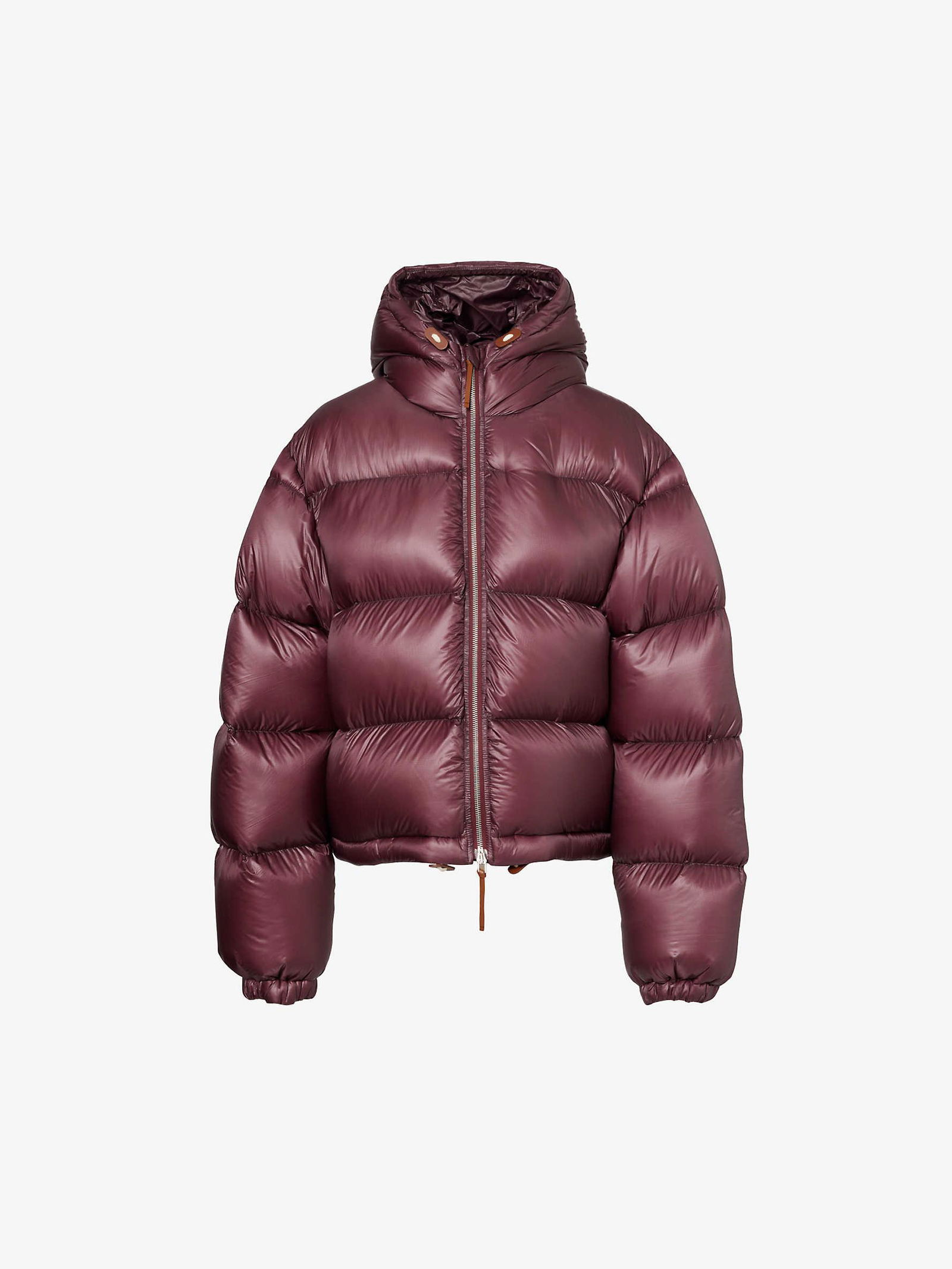 JIL SANDER Funnel-Neck Quilted Shell-Down Jacket in AUBERGINE | Endource