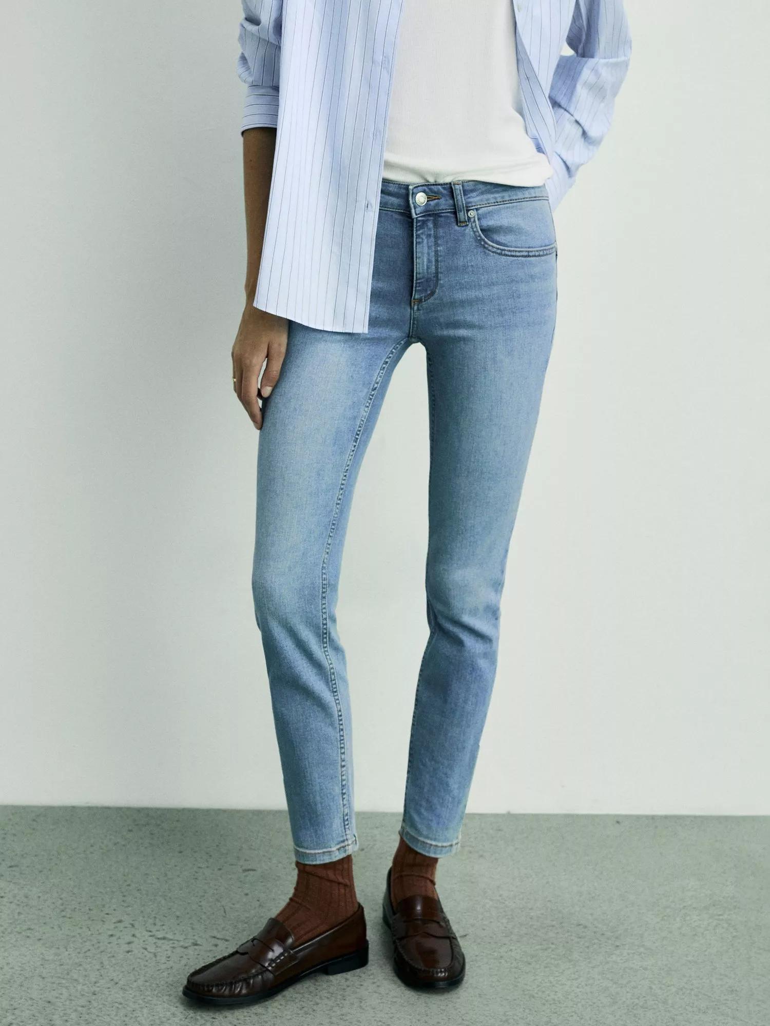 MANGO Low Rise Push Up Skinny Jeans, Open Blue | endource
