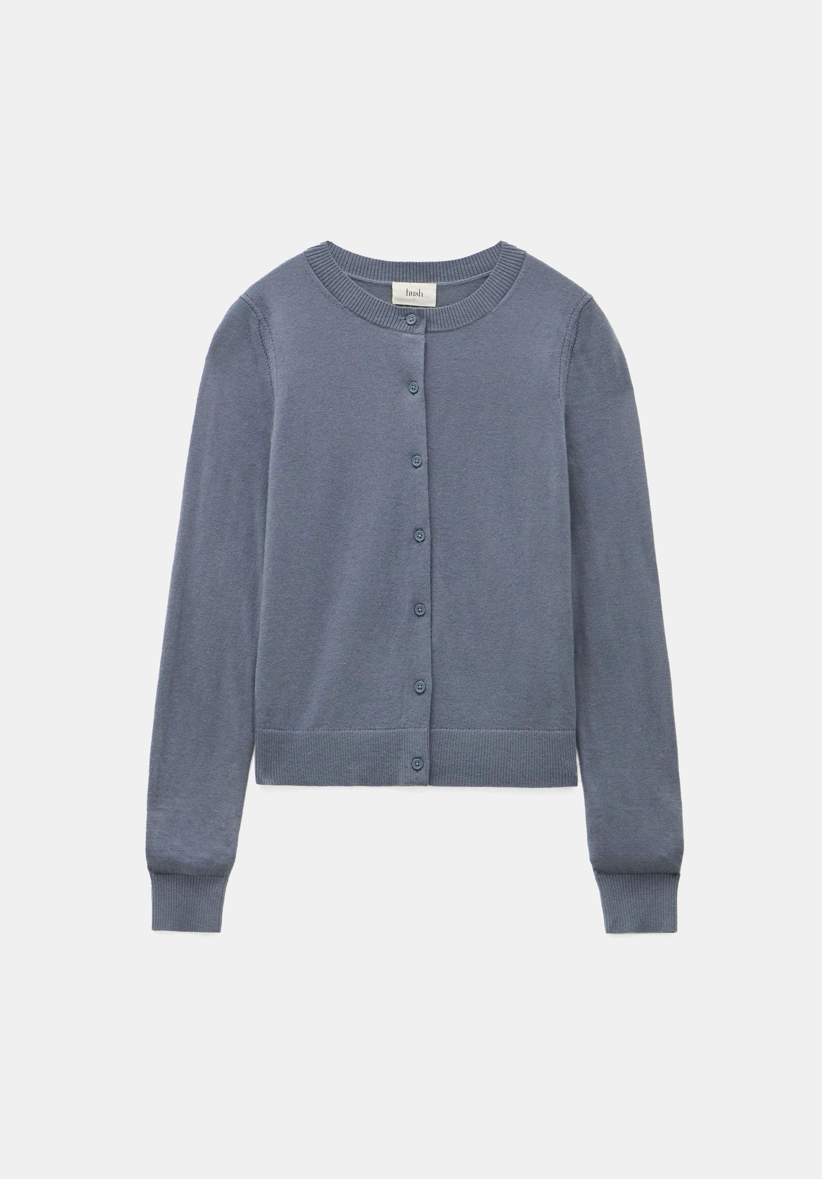 HUSH Wool Blend Slim Knitted Cardigan in Storm Grey | endource