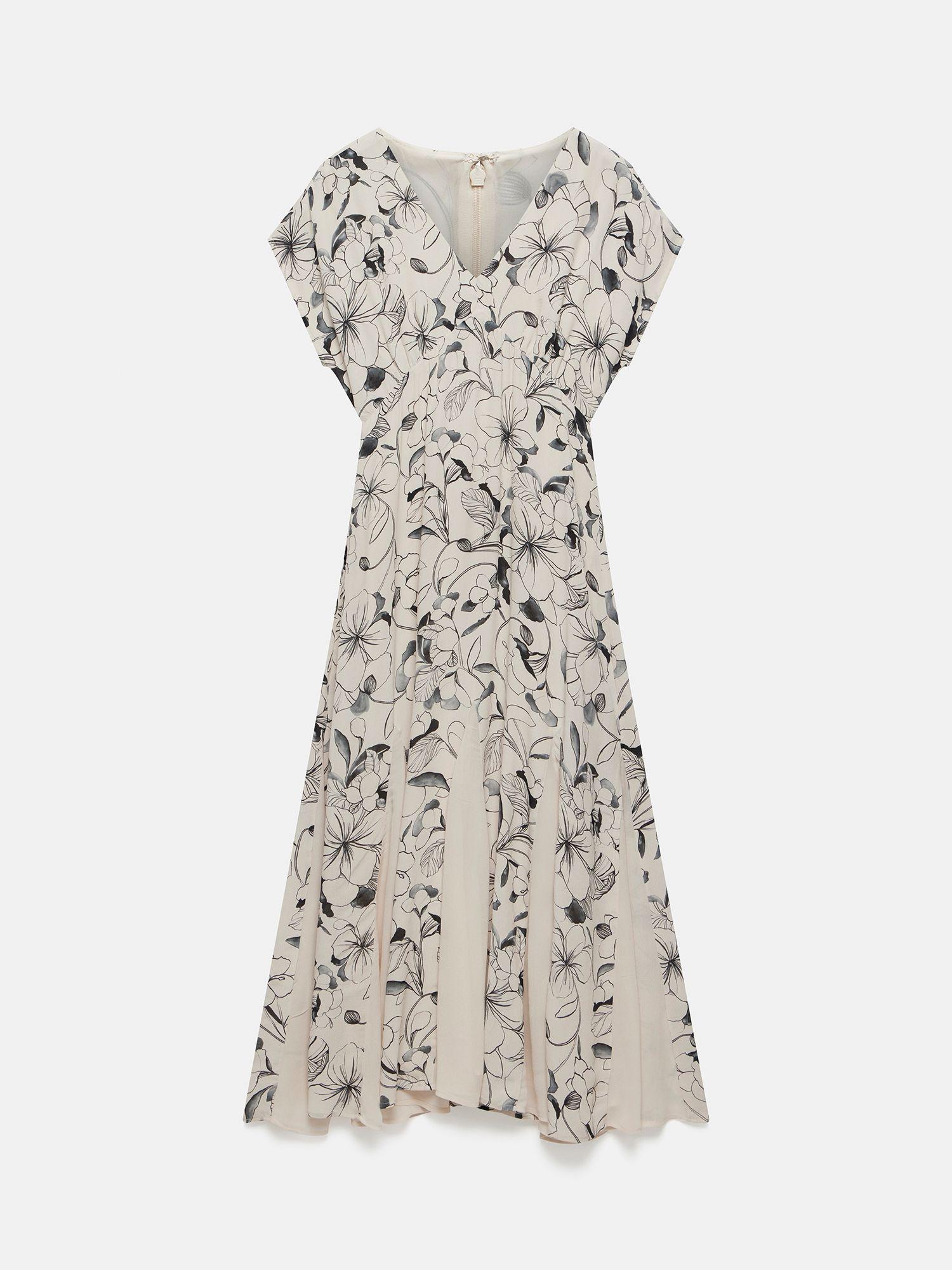 MINT VELVET Floral Print Maxi Dress in Cream/Black | endource
