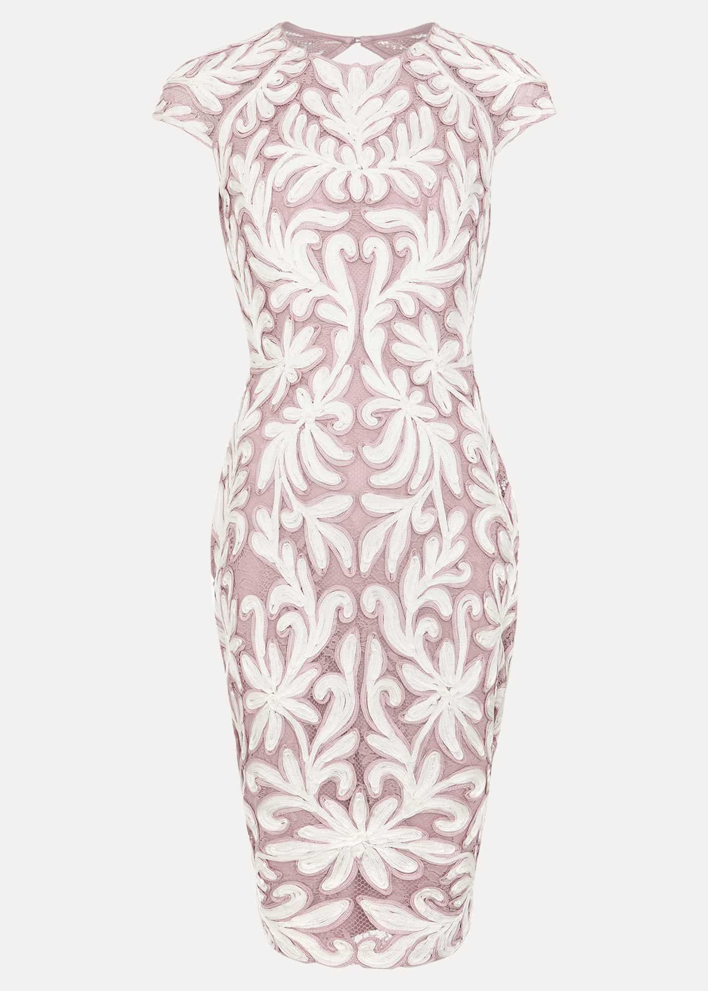 PHASE EIGHT Petite Karima Tapework Midi Dress in Pale Pink | endource
