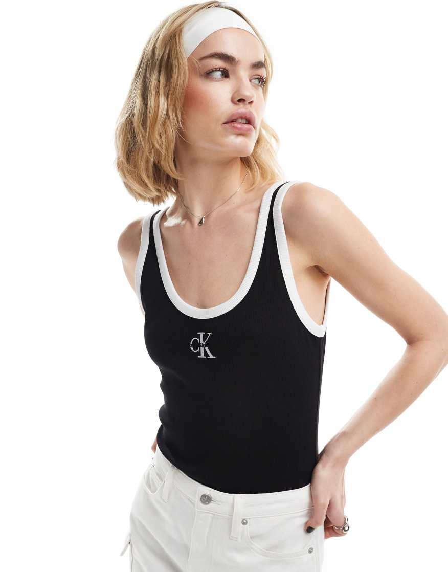 CALVIN KLEIN Monologo Ringer Rib Bodysuit | endource