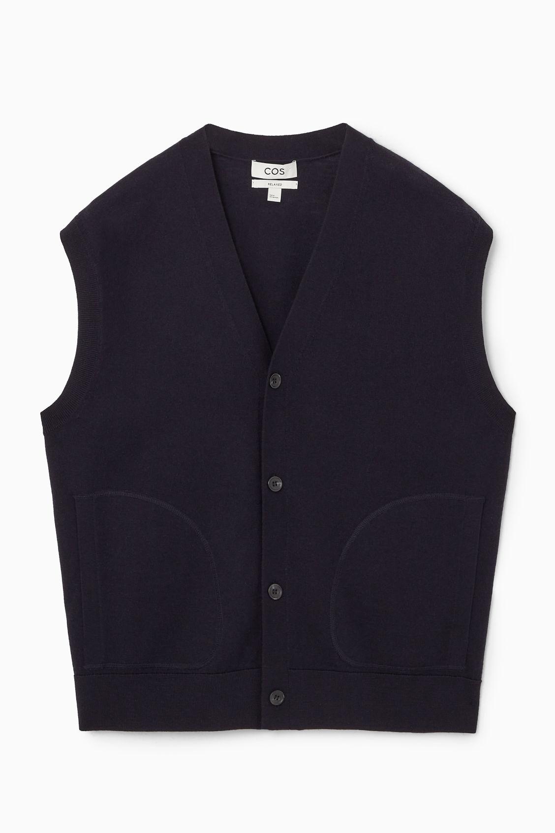 COS Buttoned Merino Wool Vest in DARK NAVY | endource