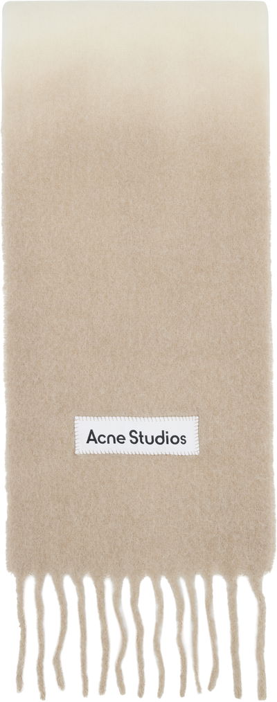 ACNE STUDIOS Off-White & Beige Wool Fringe Scarf | endource