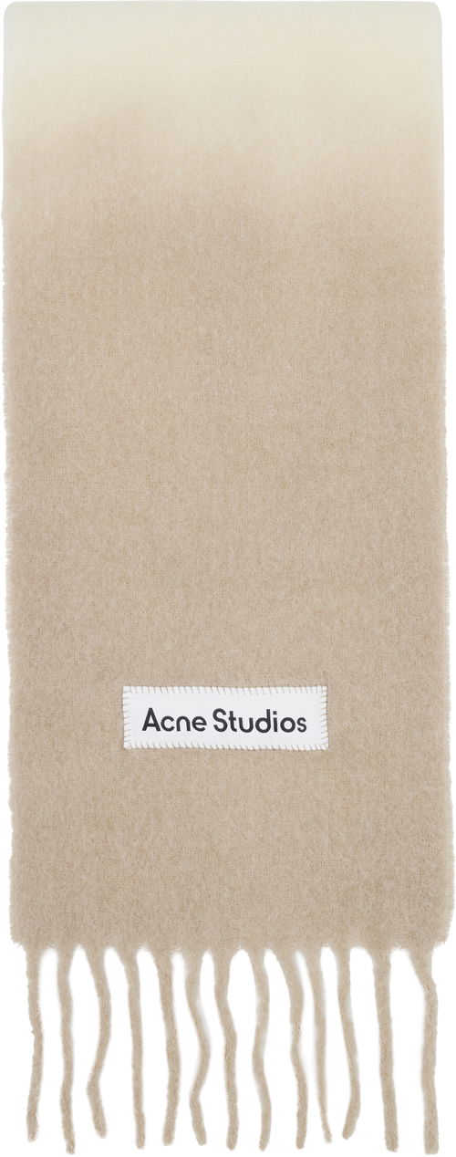 ACNE STUDIOS Off-White & Beige Wool Fringe Scarf | endource